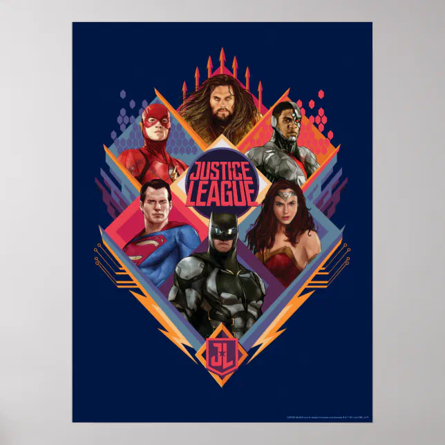Justice League | Diamond Hatch Group Badge Poster | Zazzle