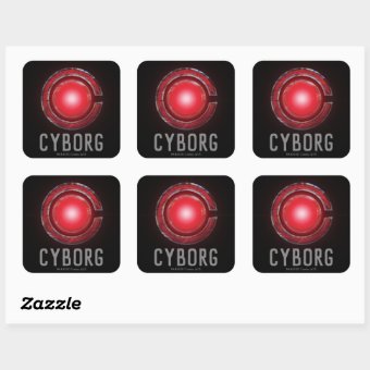 Justice League | Glowing Cyborg Symbol Square Sticker | Zazzle