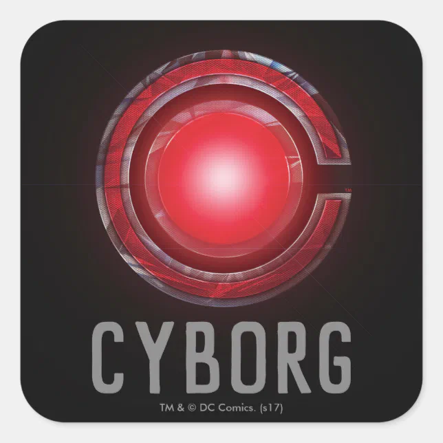 Justice League | Glowing Cyborg Symbol Square Sticker | Zazzle