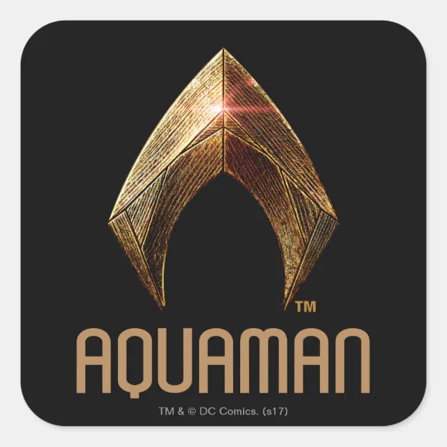 Justice League | Metallic Aquaman Symbol Square Sticker | Zazzle