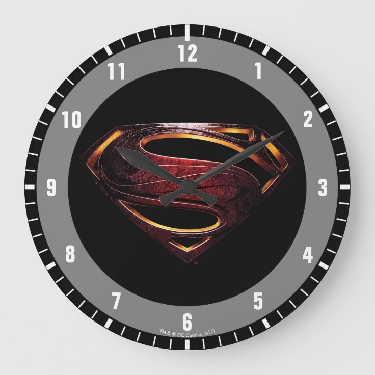 Justice League | Metallic Superman Symbol Large Clock | Zazzle