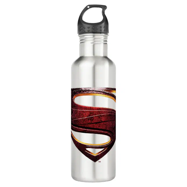 Justice League | Metallic Superman Symbol Water Bottle | Zazzle