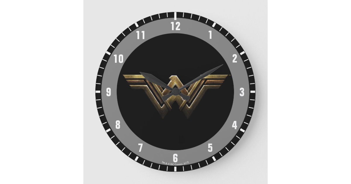 Justice League | Metallic Wonder Woman Symbol Large Clock | Zazzle