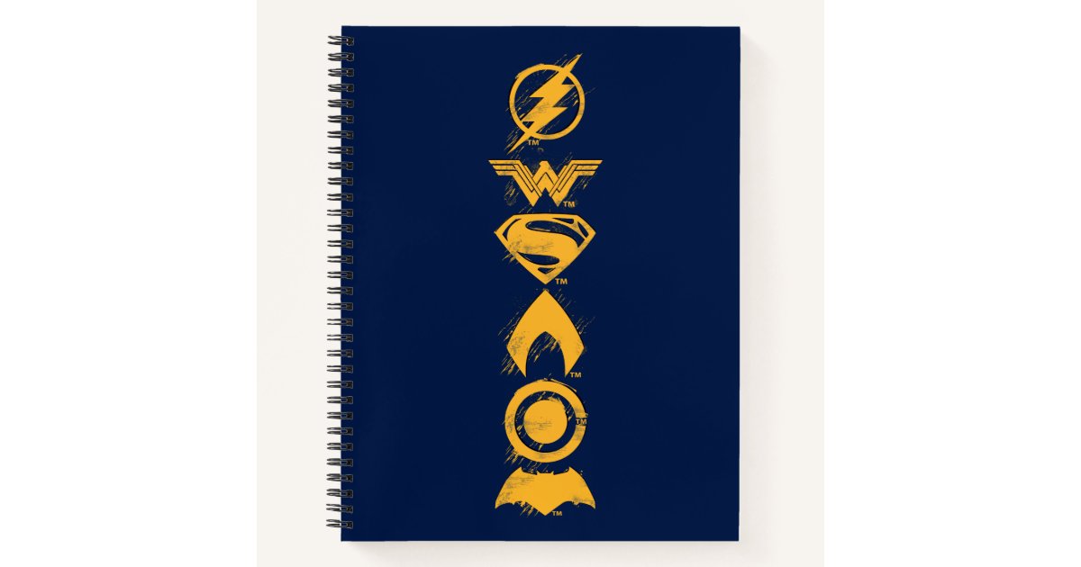 Justice League | Stylized Team Symbols Lineup Notebook | Zazzle