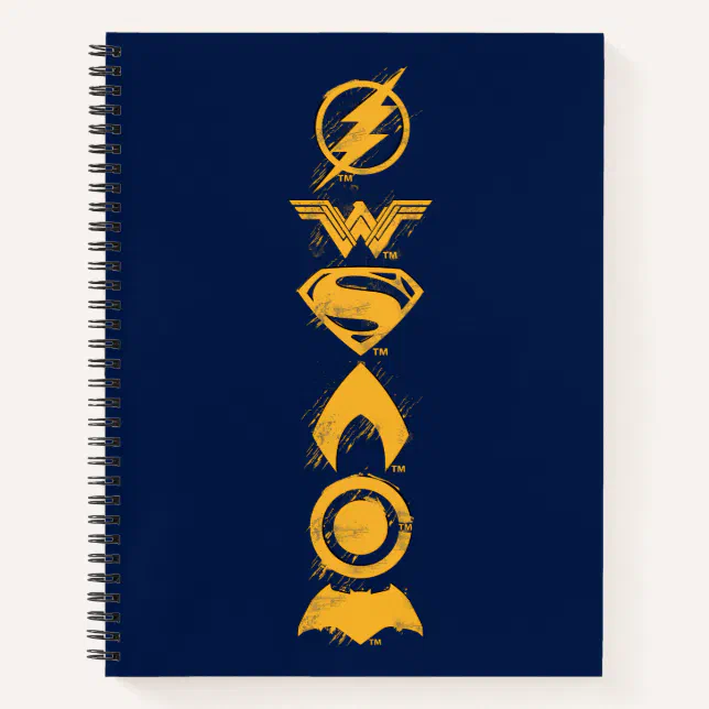 Justice League | Stylized Team Symbols Lineup Notebook | Zazzle