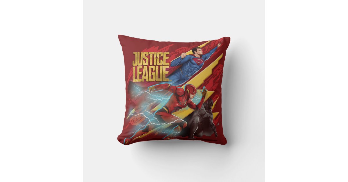 Justice League | Superman, Flash, & Batman Badge Throw Pillow | Zazzle