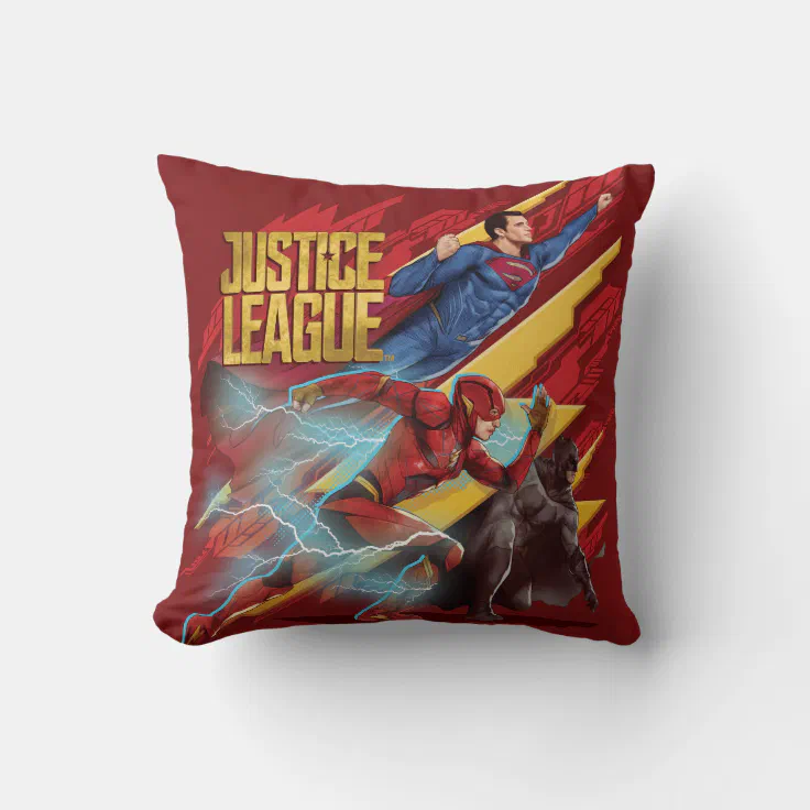Justice League | Superman, Flash, & Batman Badge Throw Pillow | Zazzle