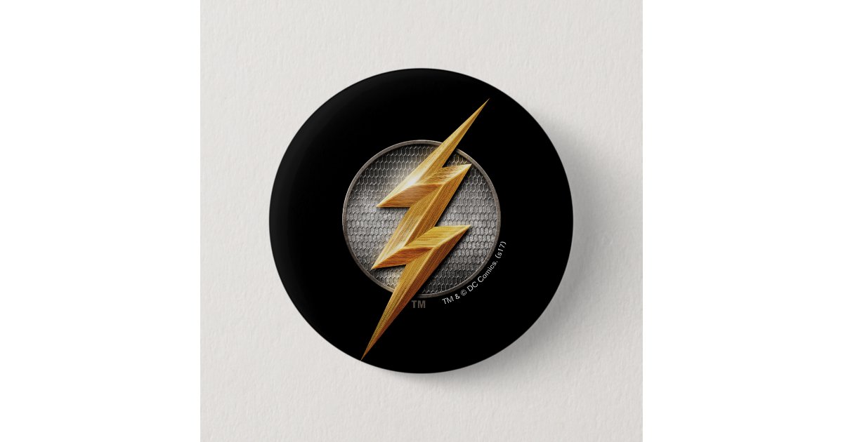 Justice League | The Flash Metallic Bolt Symbol Button | Zazzle