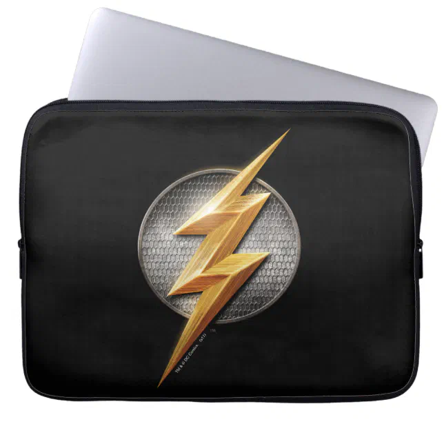 Justice League | The Flash Metallic Bolt Symbol Laptop Sleeve | Zazzle