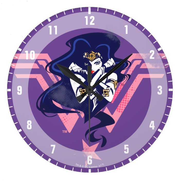 Justice League | Wonder Woman & Symbol Pop Art Large Clock | Zazzle.com