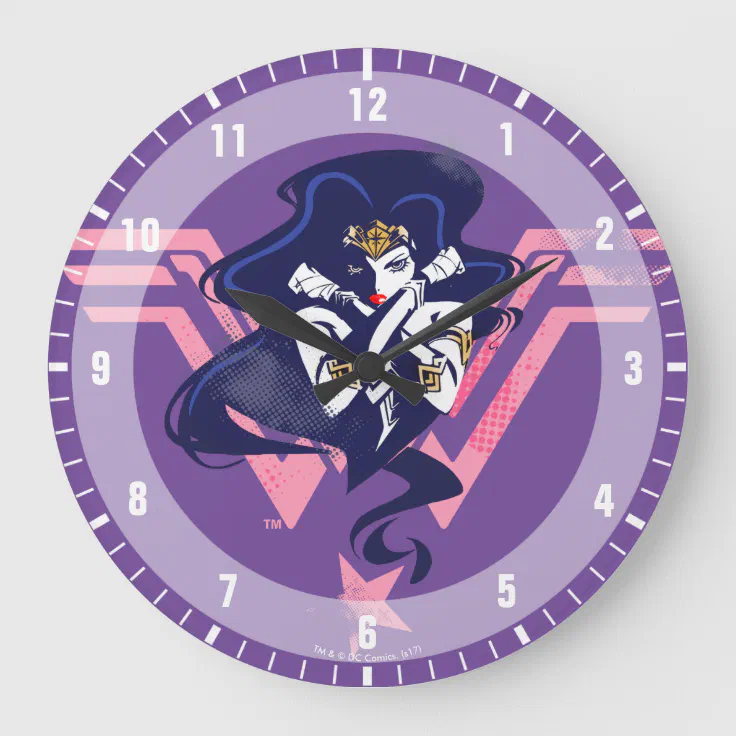 Justice League | Wonder Woman & Symbol Pop Art Large Clock | Zazzle