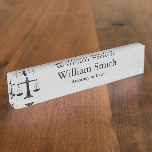 Justice of Scales Customizable Lawyer Nameplate | Zazzle