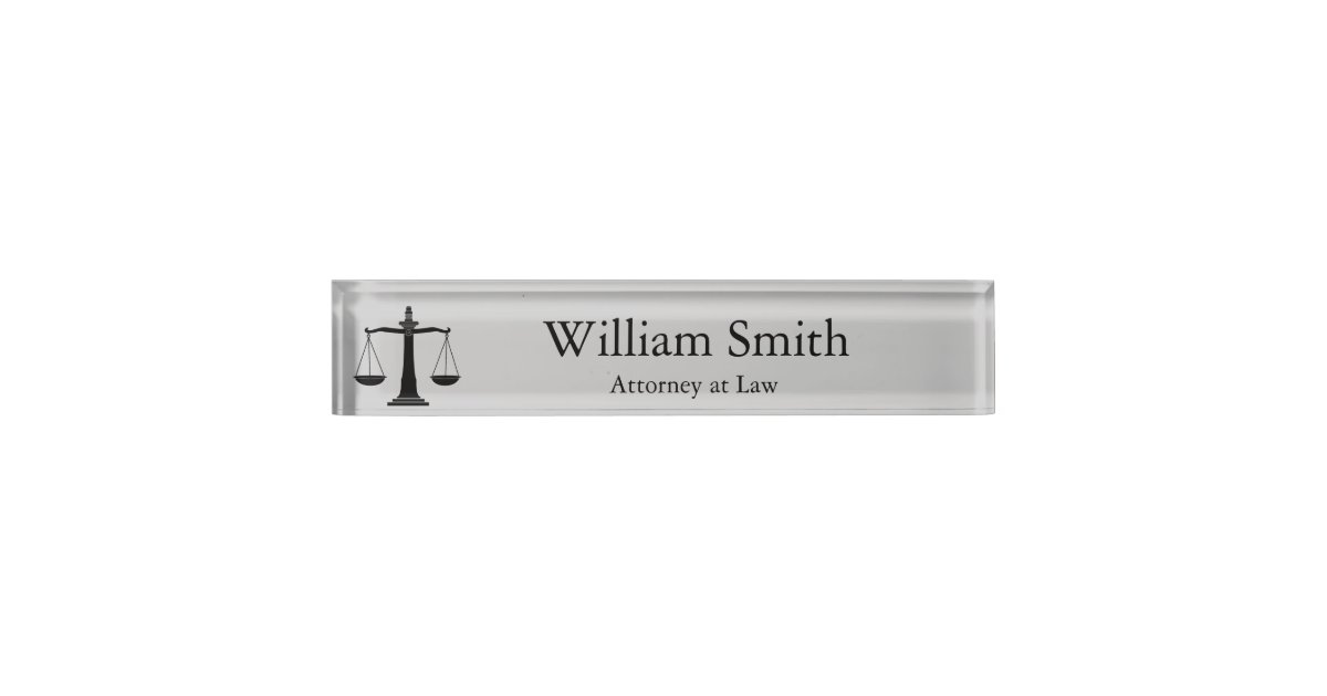 Justice of Scales Customizable Lawyer Nameplate | Zazzle