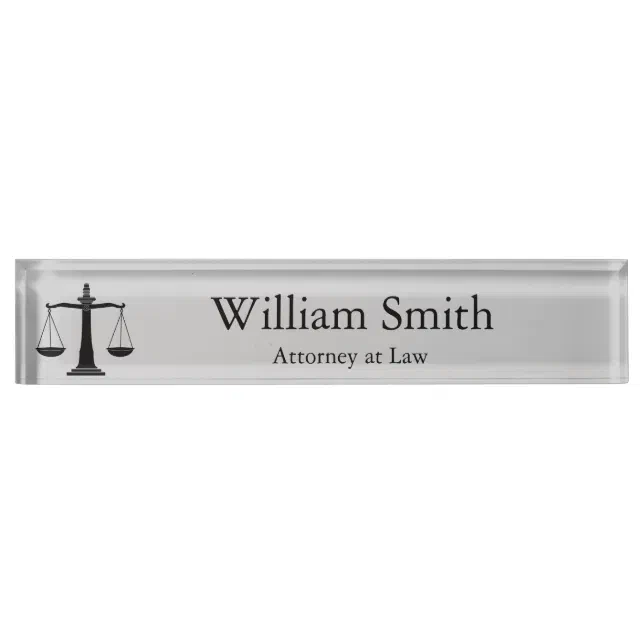 Justice of Scales Customizable Lawyer Nameplate | Zazzle