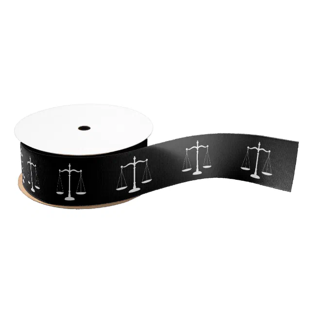 Justice Scales Black Grosgrain Ribbon | Zazzle