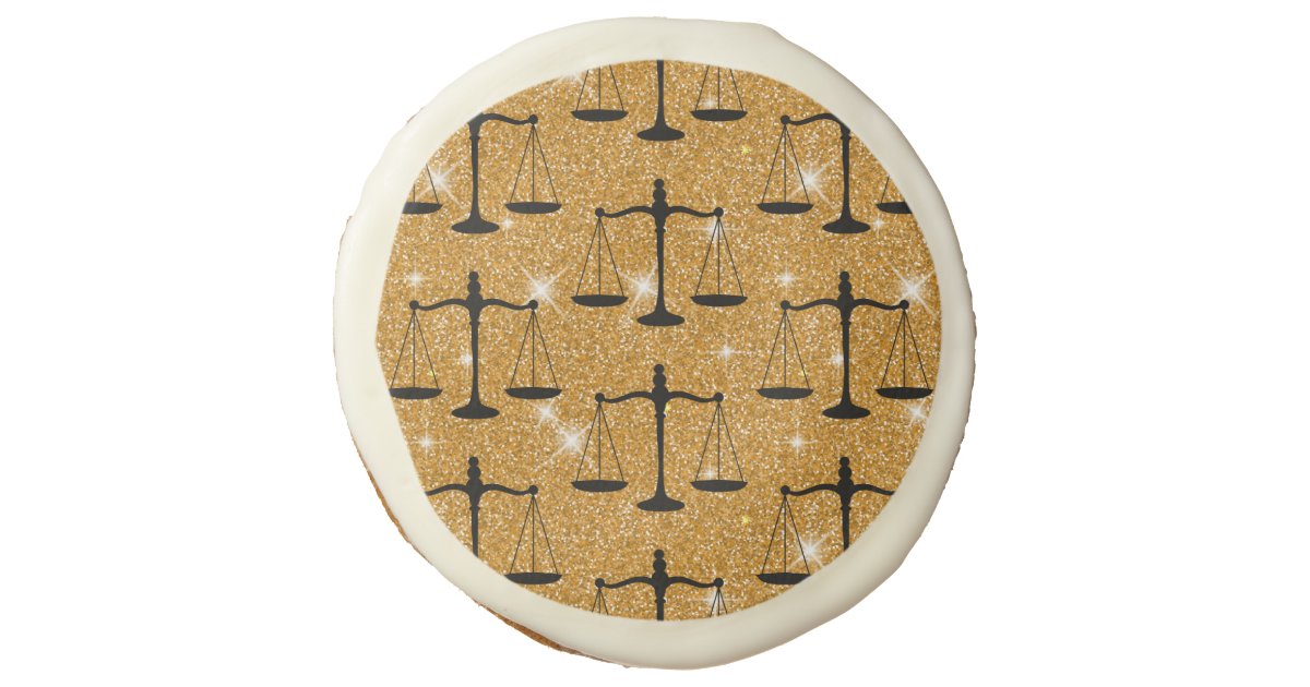 Justice Symbol Balanced Scales Golden Glitter Sugar Cookie | Zazzle