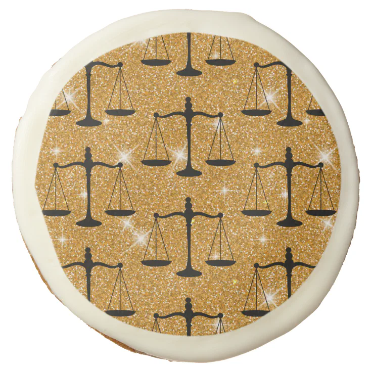 Justice Symbol Balanced Scales Golden Glitter Sugar Cookie | Zazzle
