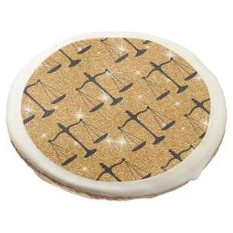 Justice Symbol Balanced Scales Golden Glitter Sugar Cookie | Zazzle