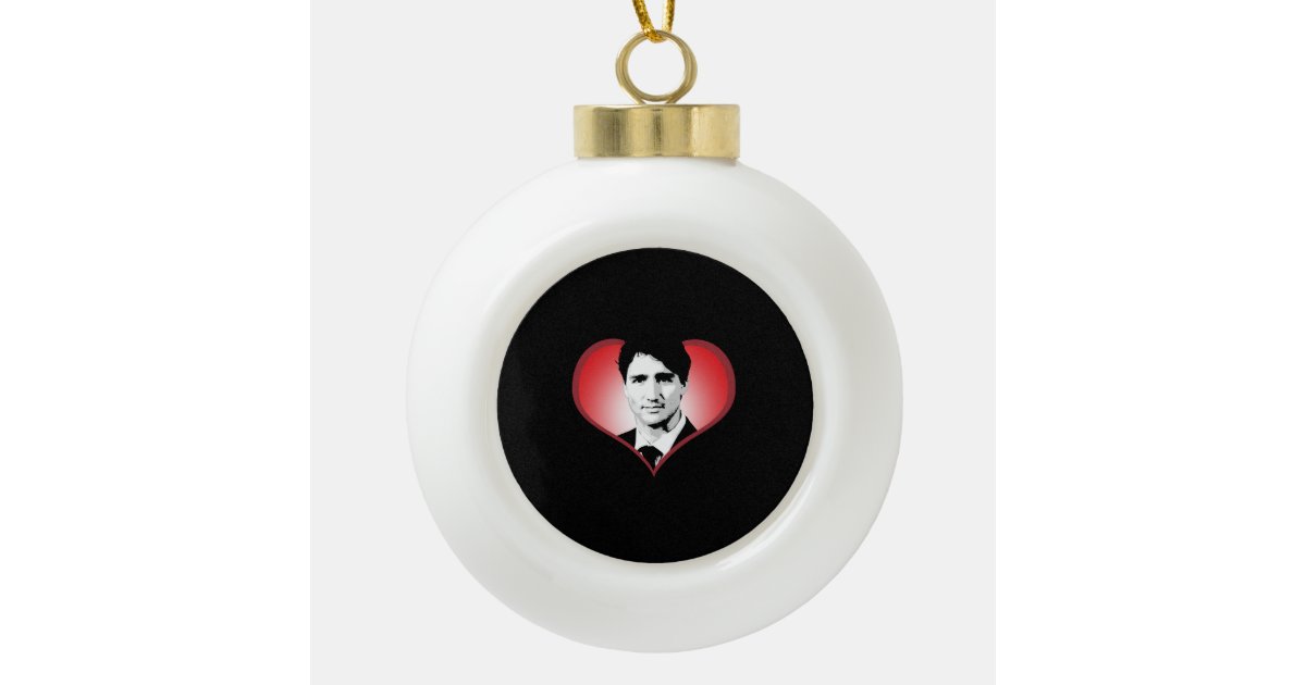 Justin Trudeau Heart -.png Ceramic Ball Christmas Ornament | Zazzle