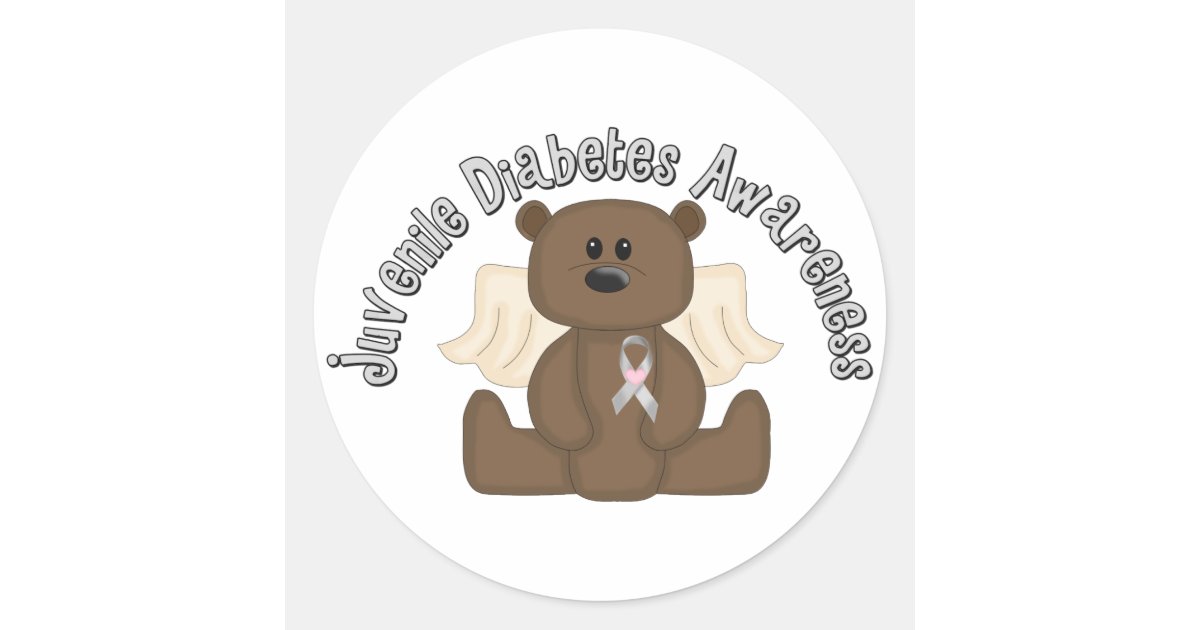 Juvenile Diabetes Awareness Bear Classic Round Sticker | Zazzle