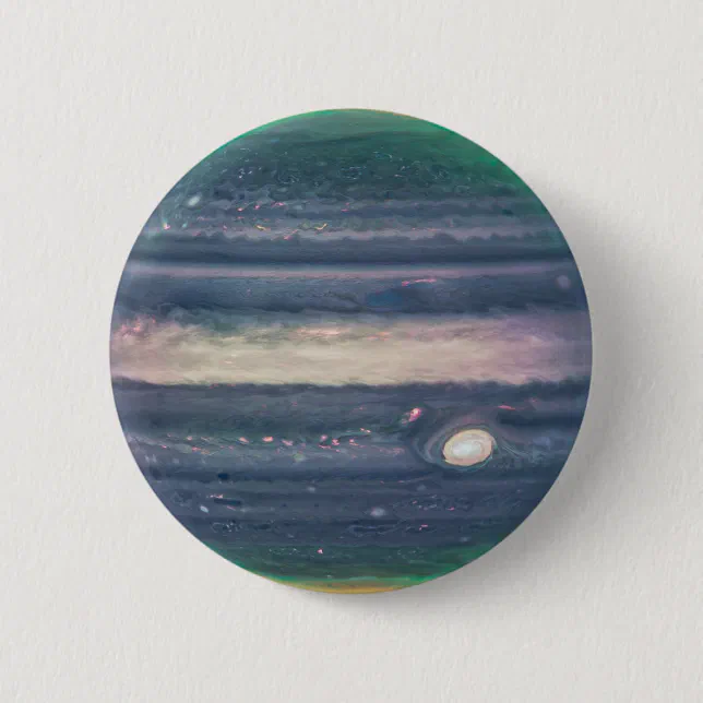 JWST Image of Planet Jupiter in Infrared Button | Zazzle