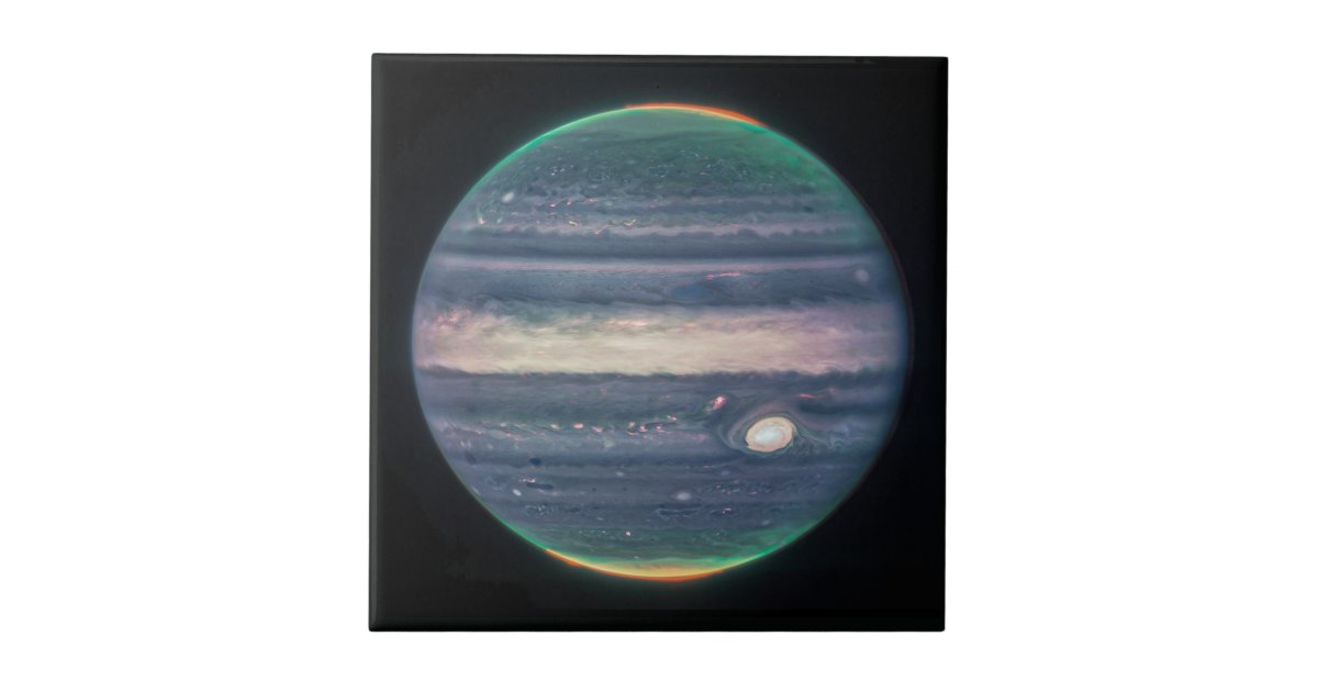 JWST Image of Planet Jupiter in Infrared Ceramic Tile | Zazzle