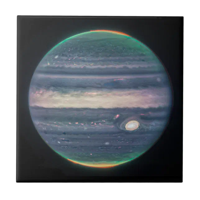 JWST Image of Planet Jupiter in Infrared Ceramic Tile | Zazzle
