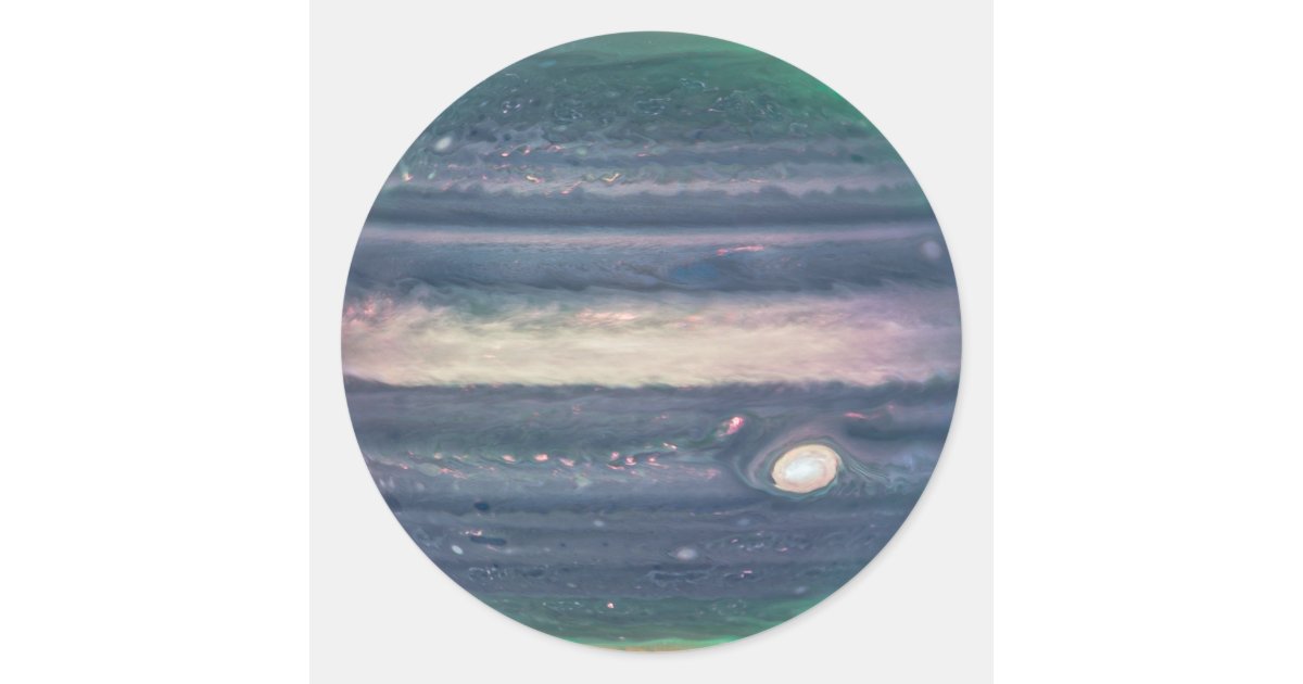 JWST Image of Planet Jupiter in Infrared Classic Round Sticker | Zazzle