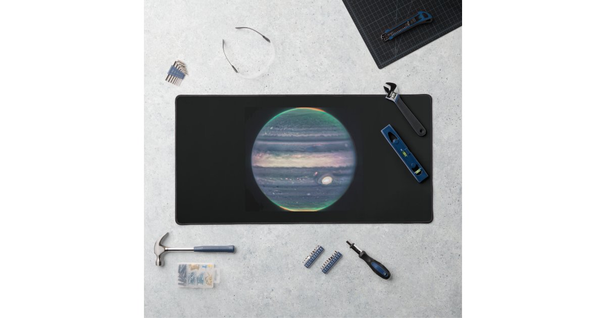 JWST Image of Planet Jupiter in Infrared Desk Mat | Zazzle