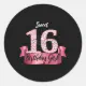 K Black Sweet 16 Style I 16Th Classic Round Sticker | Zazzle