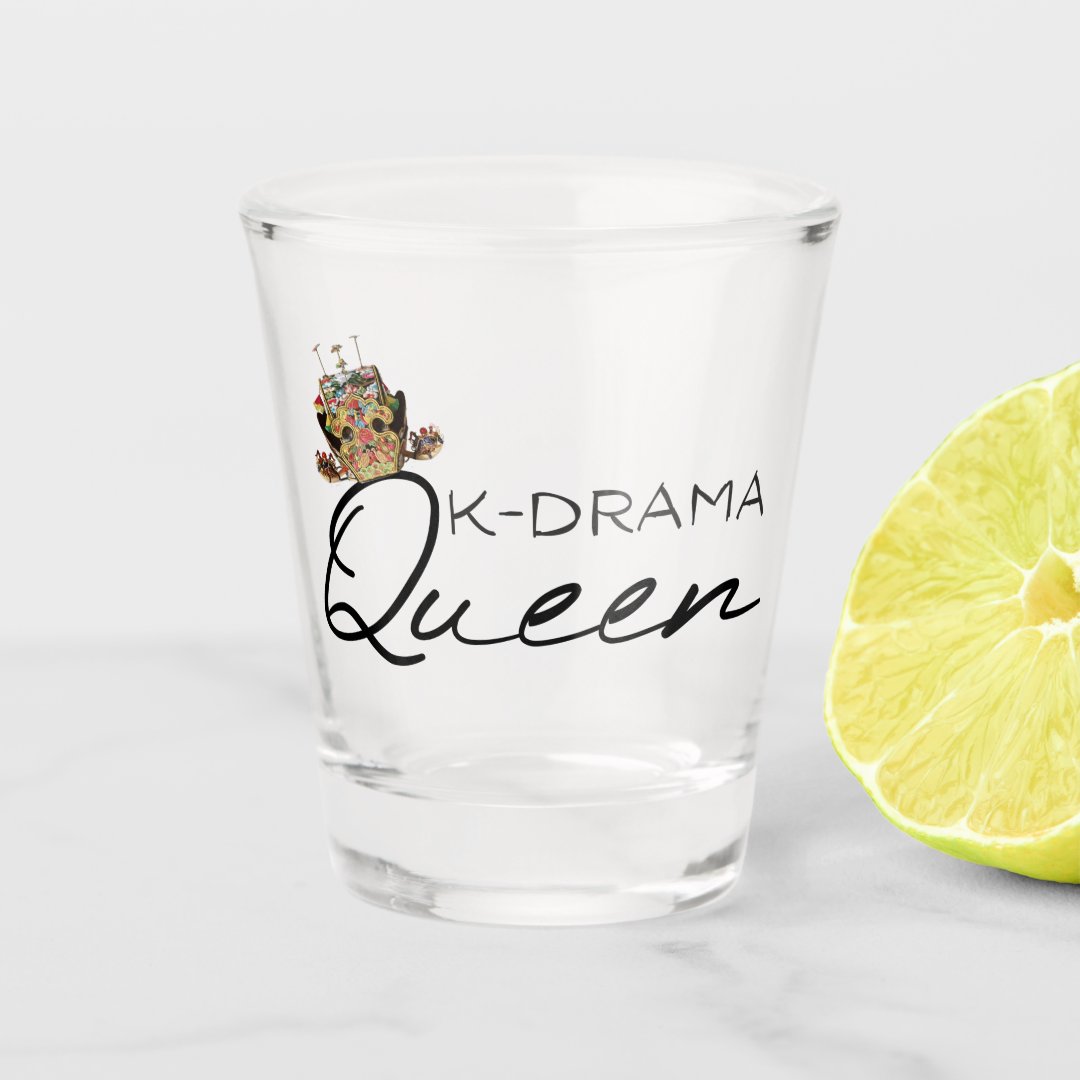 K-Drama Queen with Korean Crown SOJU Shot Glass | Zazzle