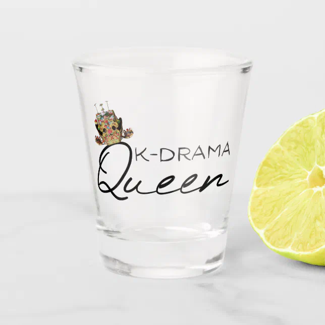K-Drama Queen with Korean Crown SOJU Shot Glass | Zazzle