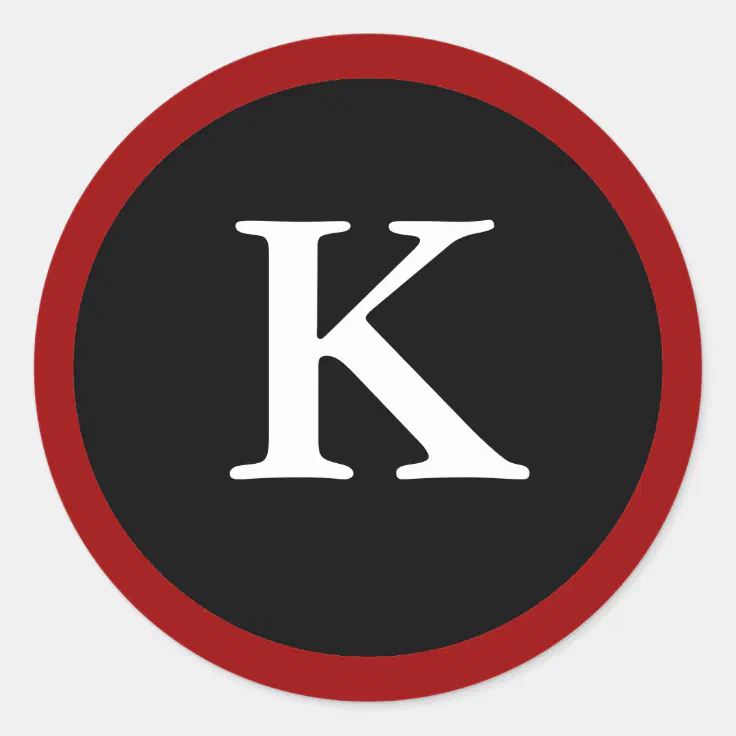 K : Initial K Letter K Red, White & Black Stickers | Zazzle