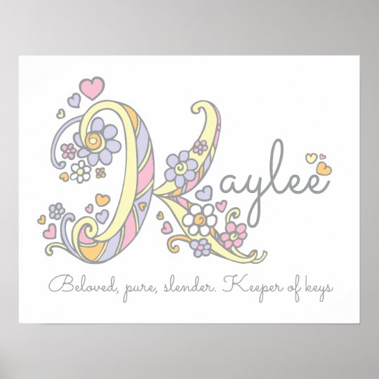 K monogram art Kaylee girls name meaning poster | Zazzle.com