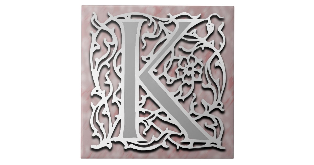 K Monogram "Silver Stone" Ceramic Tile | Zazzle