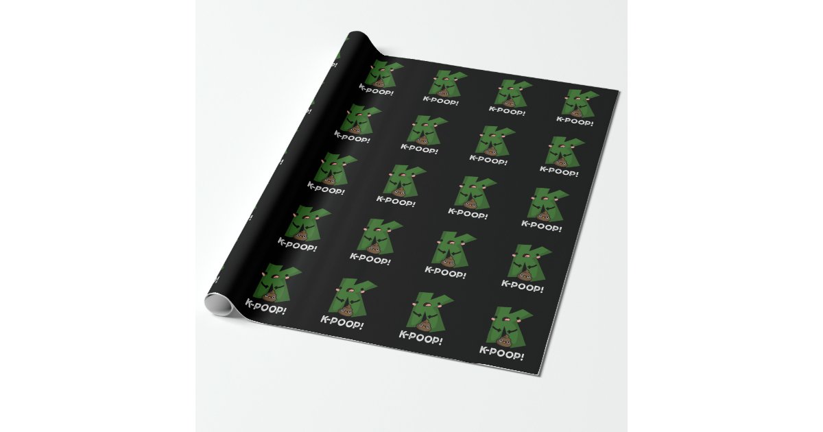 K-poop Funny K-pop Poo Pun Dark BG Wrapping Paper | Zazzle