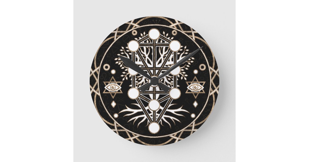 Kabbalah The Tree of Life Sacred Geometry Ornament Round Clock | Zazzle