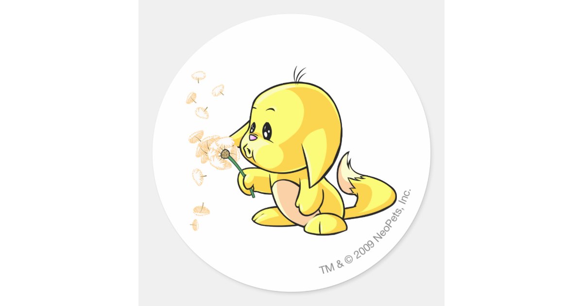 Kacheek Yellow Classic Round Sticker | Zazzle