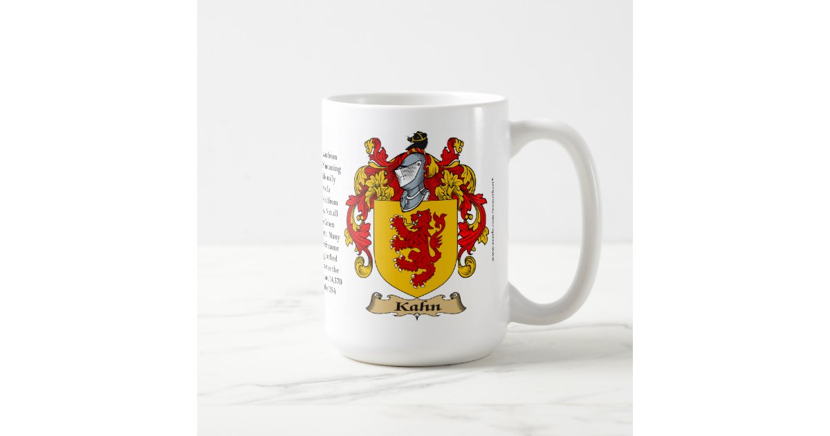 Kahn name, the Origin, the Meaning and the Crest Coffee Mug | Zazzle