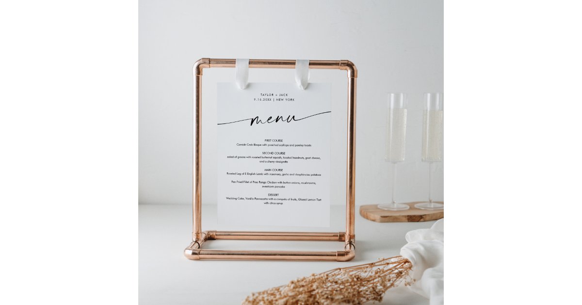 KAIA Minimalist Wedding Menu Sign | Zazzle
