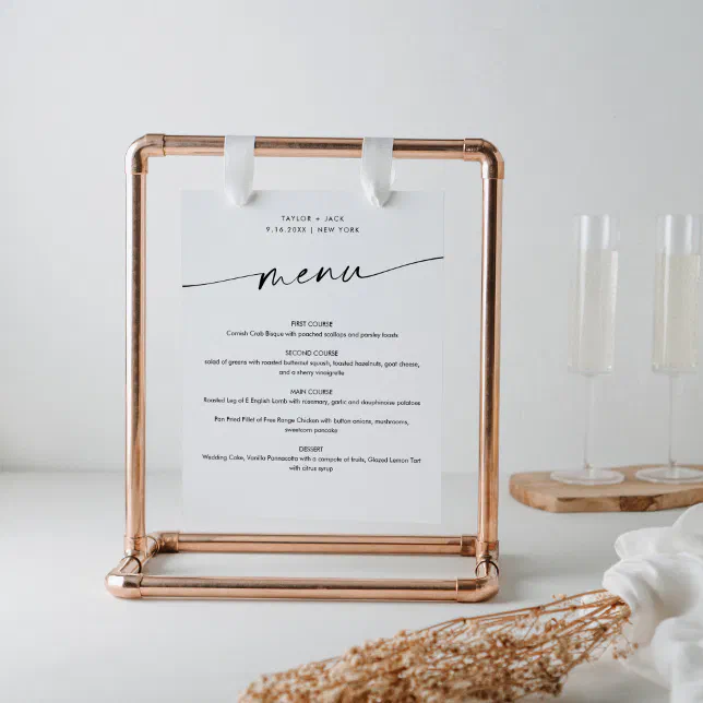 KAIA Minimalist Wedding Menu Sign | Zazzle