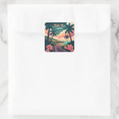Kailua Kona Hawaii Big Island Sunset Retro Square Sticker | Zazzle