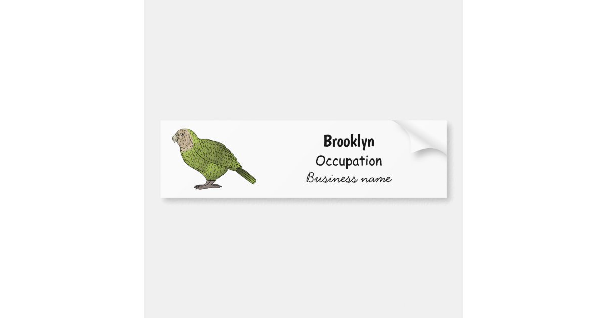Kakapo bird cartoon illustration bumper sticker | Zazzle