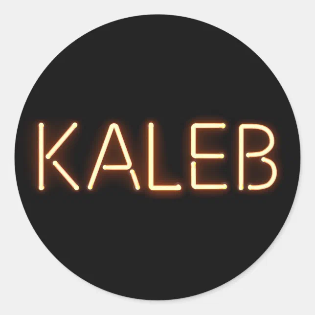 Kaleb Name in Glowing Neon Lights Classic Round Sticker | Zazzle