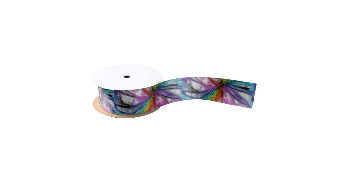 Kaleidoscope Dragonfly Satin Ribbon | Zazzle
