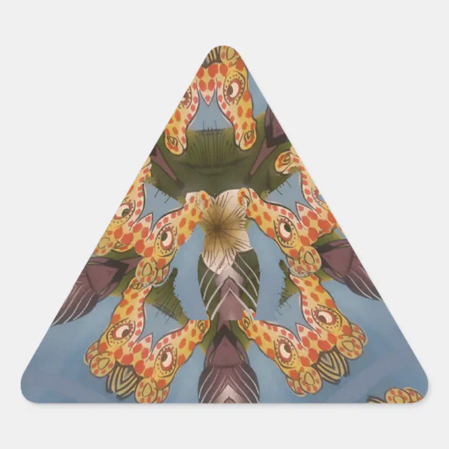 Kaleidoscope Giraffe Mandala: Abstract Safari Art Triangle Sticker | Zazzle
