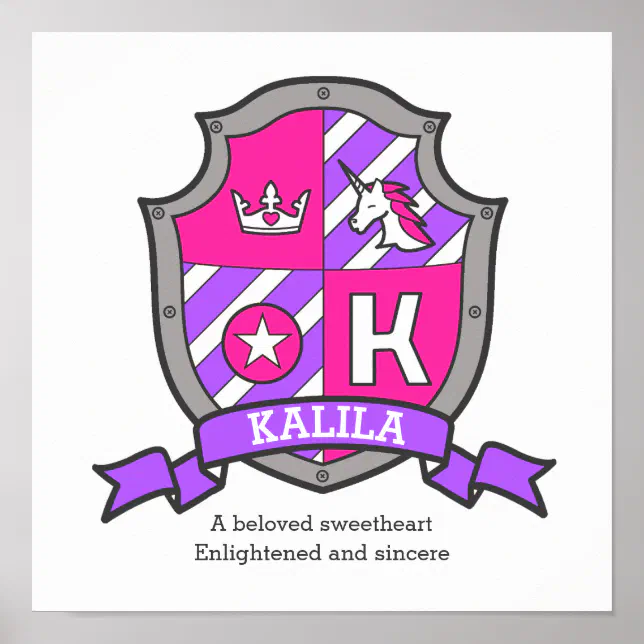 Kalila custom name meaning pink purple letter K Poster | Zazzle