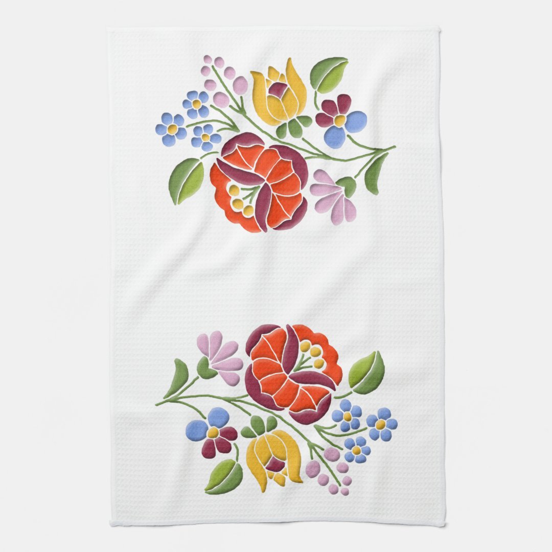 Kalocsa Embroidery Hungarian Folk Art Kitchen Towel | Zazzle
