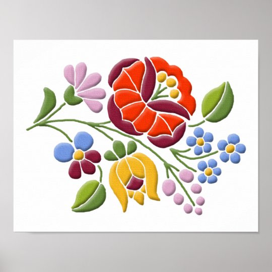 Kalocsa Embroidery - Hungarian Folk Art Poster | Zazzle.com