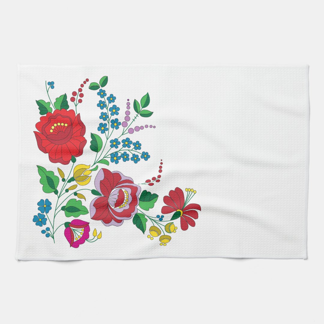 Kalocsa Embroidery Kitchen Towel | Zazzle
